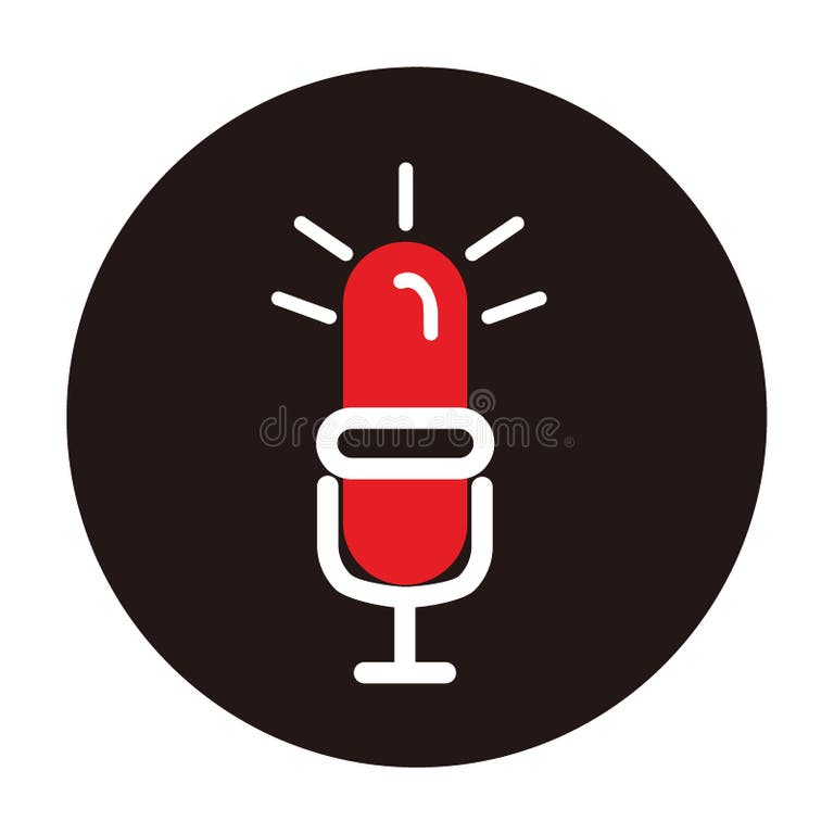 Light Bulb Microphone Isolated on Black Circle - Light Bulb Microphone ...