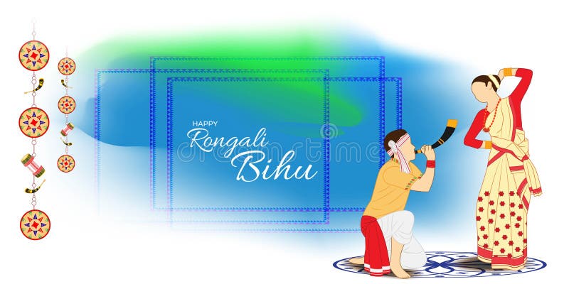 Vector Illustration of Happy Bihu. Stock Vector - Illustration of dhol ...
