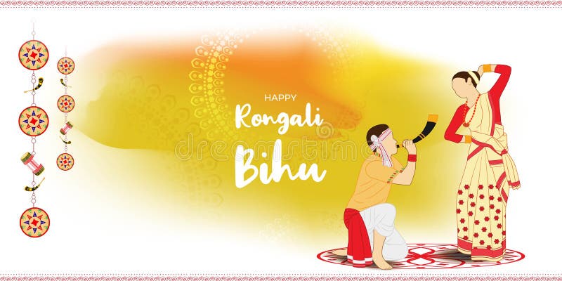 Vector Illustration of Happy Bihu. Stock Vector - Illustration of bihu ...