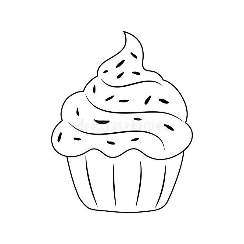 Simple Cartoon Cupcake Vector Illustration with Hand Drawn Design Stock ...