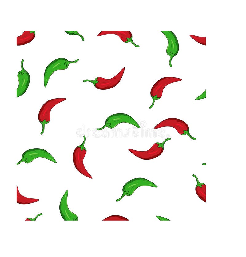 Seamless chilli pattern stock vector. Illustration of kitchen - 206975644