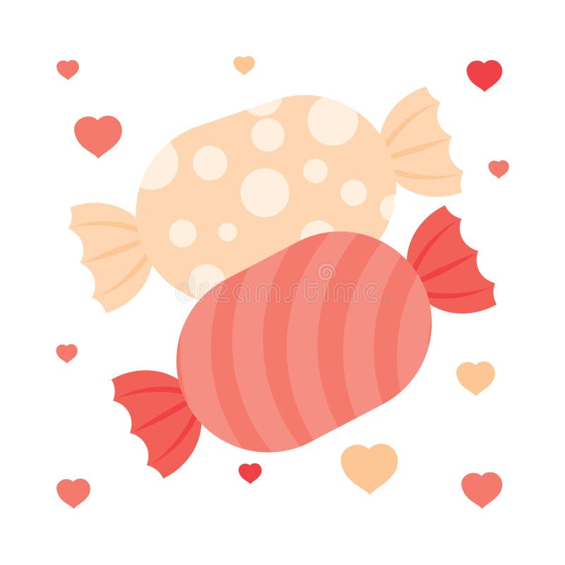 Cute Two Candy with Ribbon, Pastel Pink Color Vector Illustration Stock ...