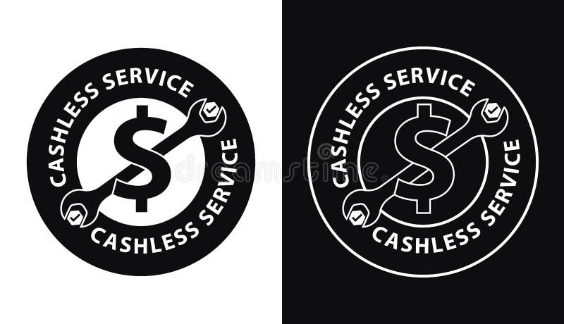 Cashless Service Stamp with Dollar Symbol and Spanner, Free Service ...