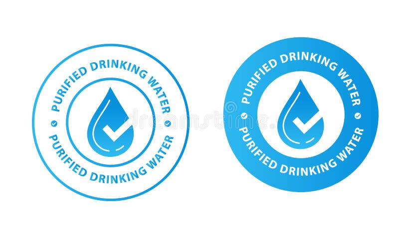Purified Drinking Water Vector, Product Label Icon with Water Drop ...