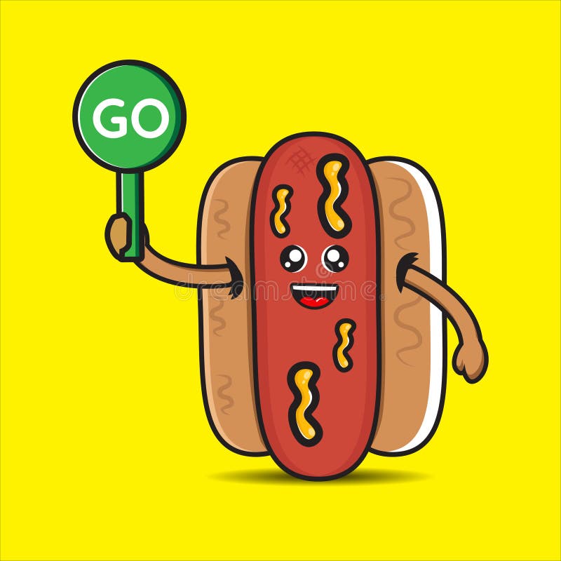 Cute Mascot Mango with a Go Sign Stock Vector - Illustration of ...