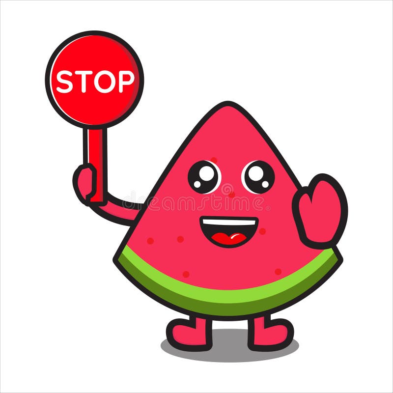 Watermelon with Stop Sign stock illustration. Illustration of vector ...