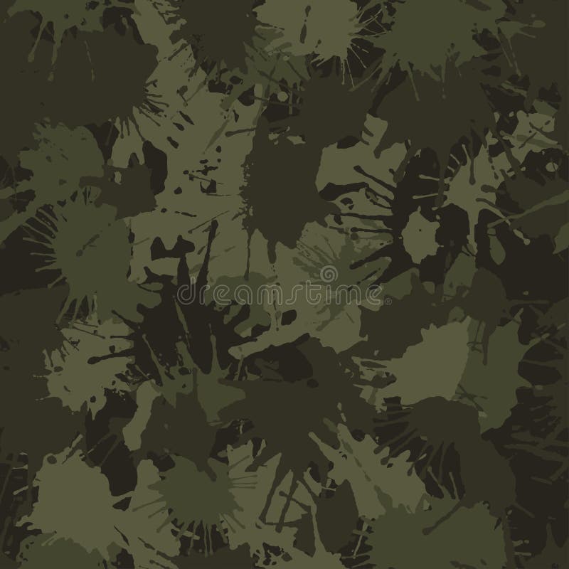 Blots Camo, Ink Grunge Seamless Pattern. Paint Splashes Spots. Hand ...