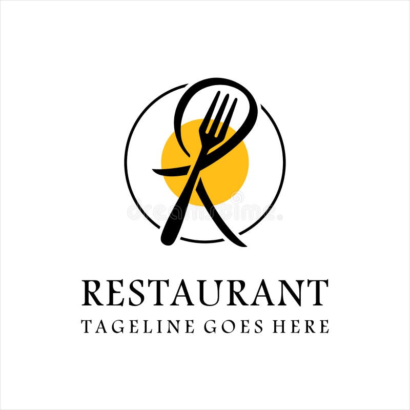 R with Fork Initial for Restaurant Logo Idea Design Concept Stock ...