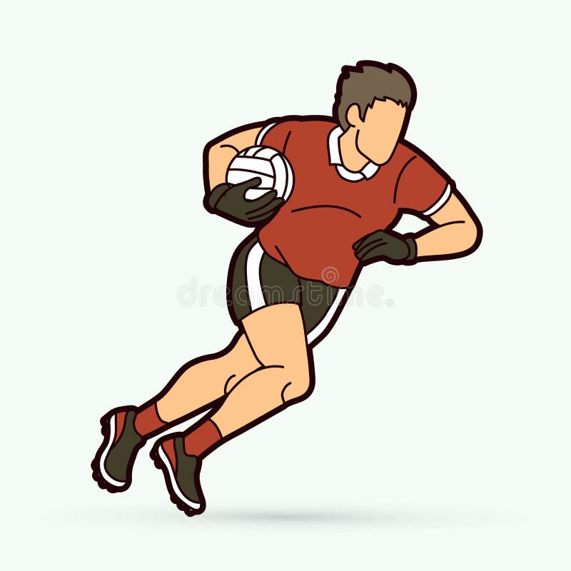 Gaelic Football Male Player Cartoon Graphic Vector. Stock Vector ...