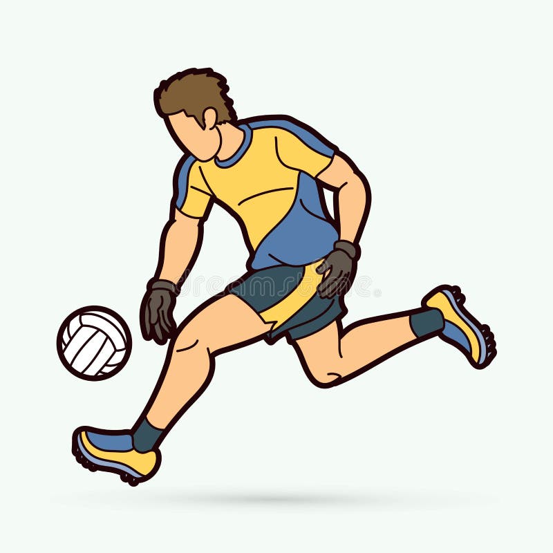 Gaelic Football Male Player Cartoon Graphic Vector. Stock Vector ...