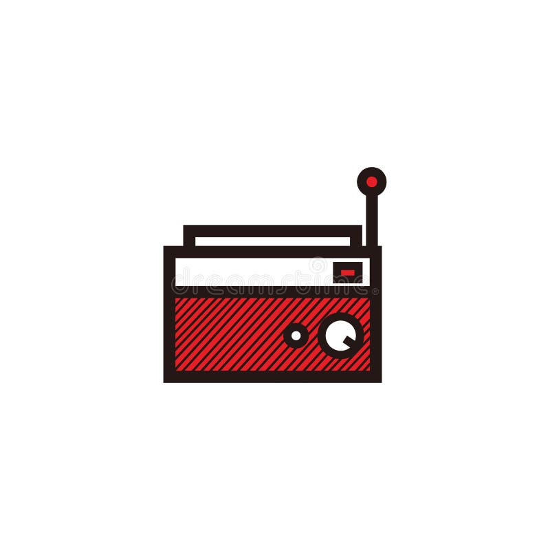 Simple Classic Square Radio - Red and Black Vintage Square Radio Tuner ...