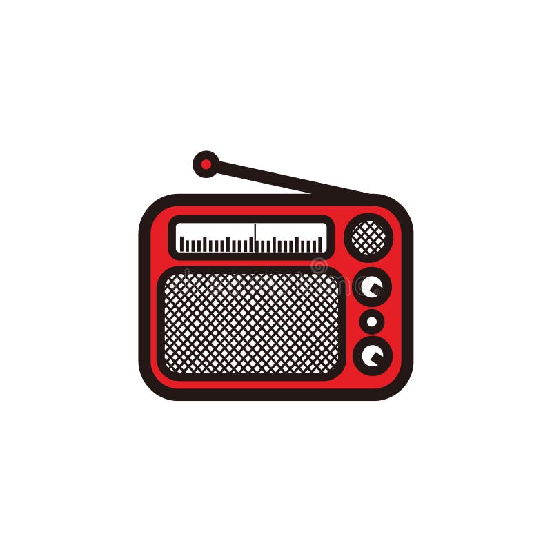 Red Classic Square Radio Style with Antenna - Red and Black Vintage ...