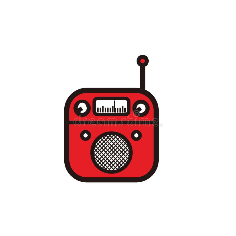 Red Classic Square Portable Radio - Silhouette Vintage Square Portable ...