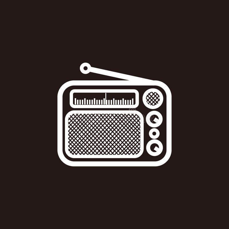 Silhouette of Classic Square Radio Style with Antenna - Black and White ...