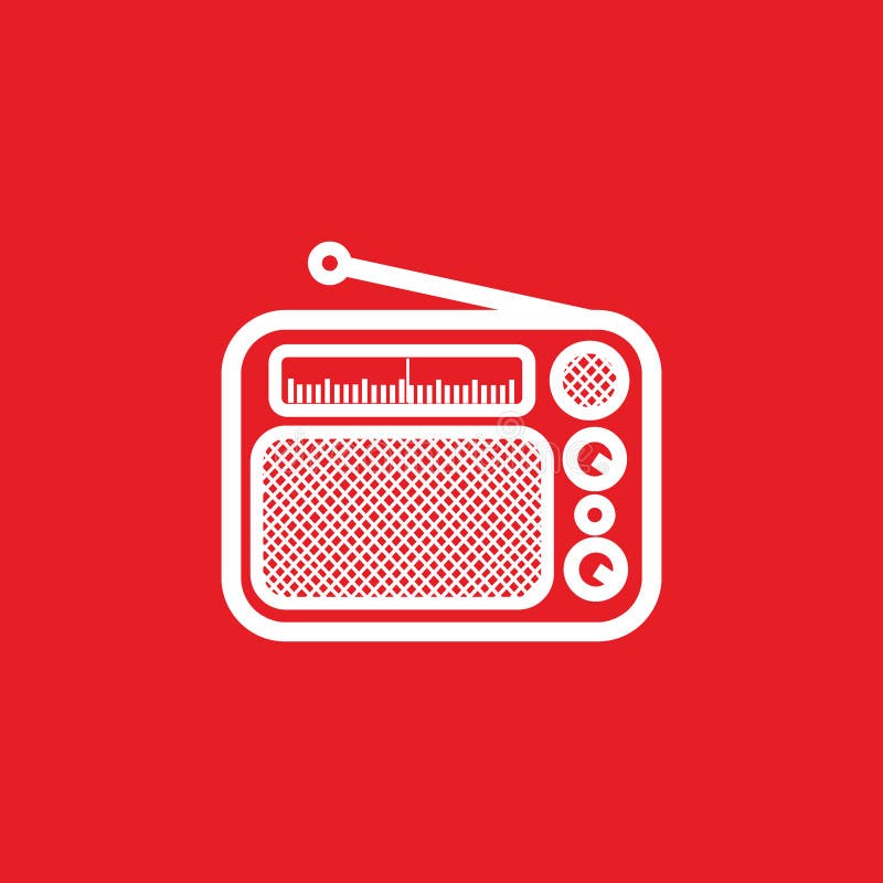 Silhouette of Classic Square Portable Radio - Black and White Vintage ...