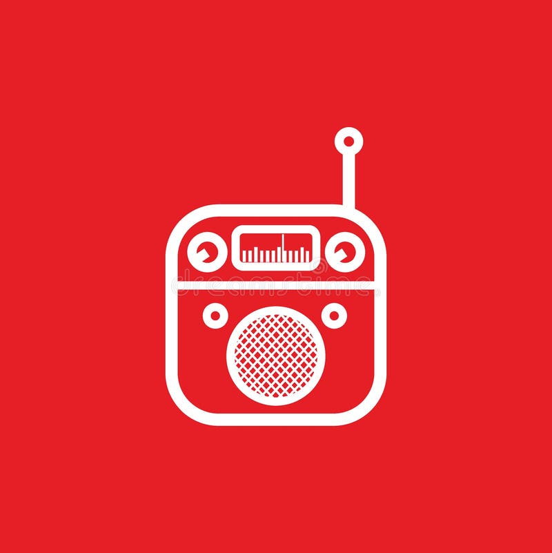 Silhouette of Classic Square Radio Style with Two Speaker - Black and ...