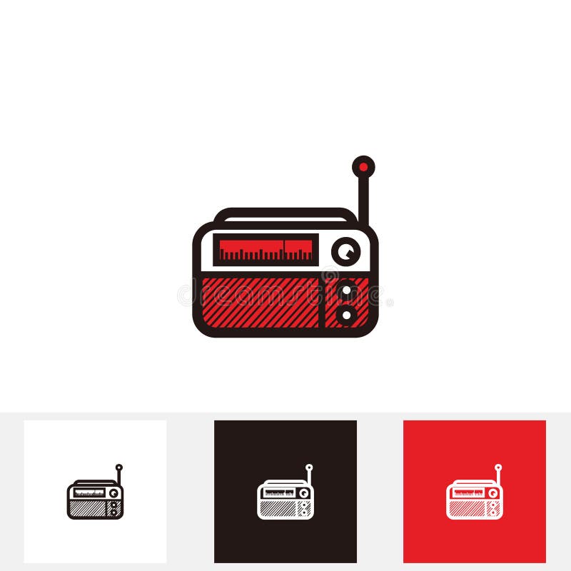 Red Classic Square Radio Style - Silhouette Vintage Square Radio Tuner ...