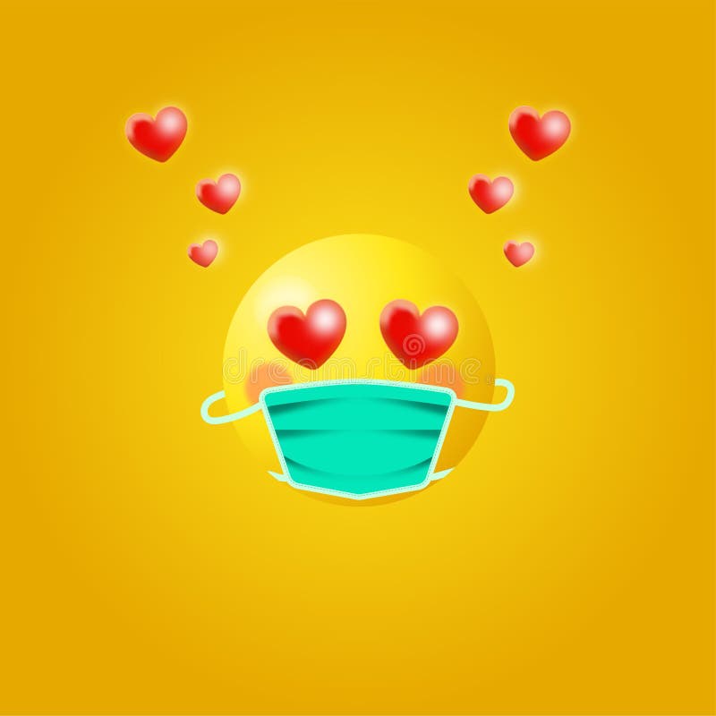 Emoji in Love - Yellow Face in Mask with Expression in Love. Stock ...