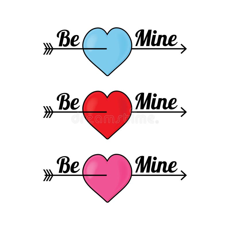 Be Mine with Heart and Arrow Stock Vector - Illustration of beautiful ...