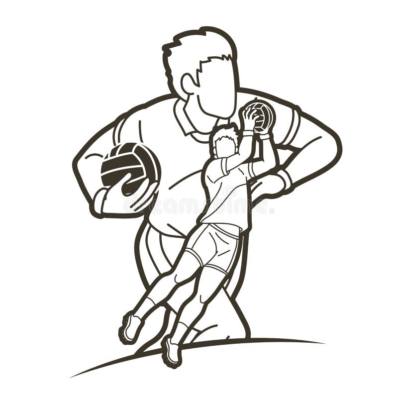 Group of Gaelic Football Men Players Action Cartoon Graphic Vector ...