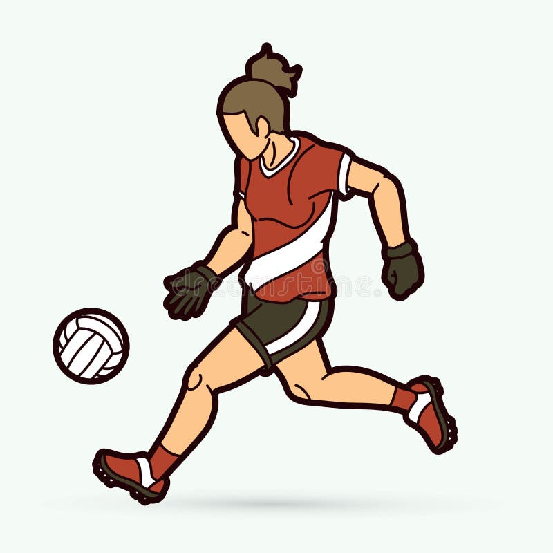 Gaelic Football Female Player Cartoon Graphic Vector. Stock Vector ...