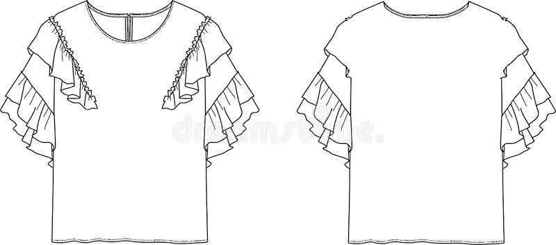 Woman Blouse Sketch, Blouse Technical Sketch for Woman, Blouse Drawing ...