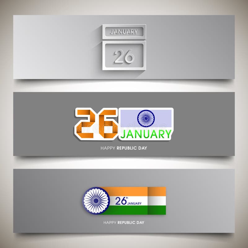 Website Banner or Header Set of Indian Republic Day,26th January. Stock ...