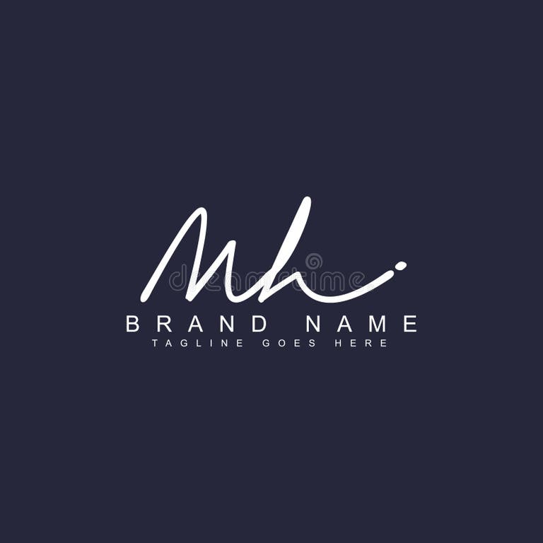 Handwritten Signature Logo for Initial Letter MH Stock Vector ...