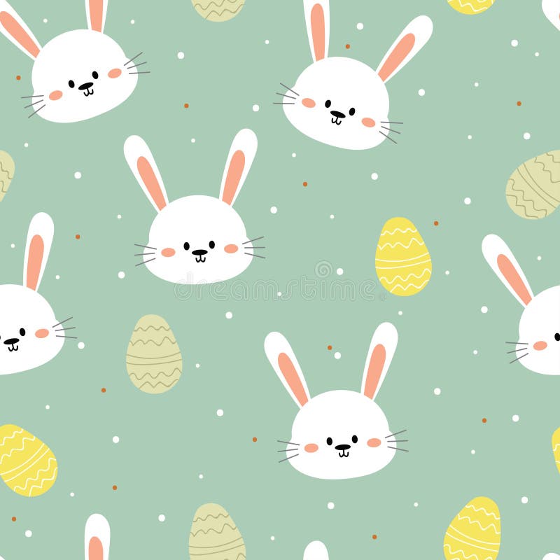 Seamless Pattern with Cute Cartoon Bunny and Egg, Easter Day, for ...