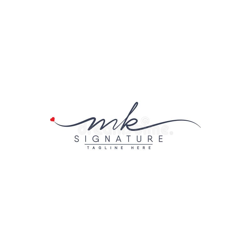 MK Signature Logo - Handwritten Vector Logo for Initial Letter Stock ...