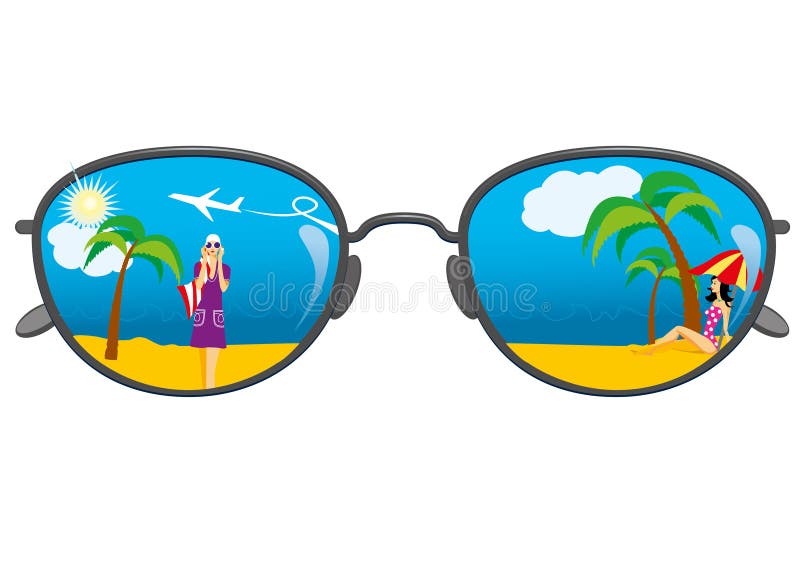 Beach Reflection Sunglasses Stock Vector - Illustration of glasses ...