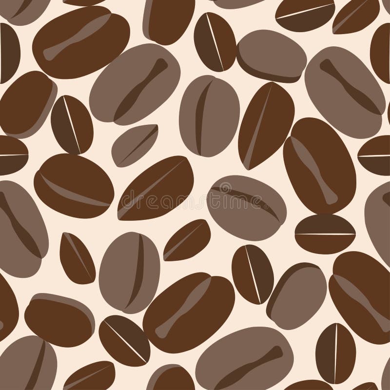 Seamless Coffee Beans Pattern on Beige Background Stock Illustration ...