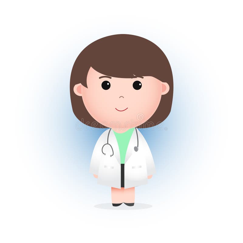 Cute Female Doctor Cartoon Smile Kawaii Illustration Vector Stock ...
