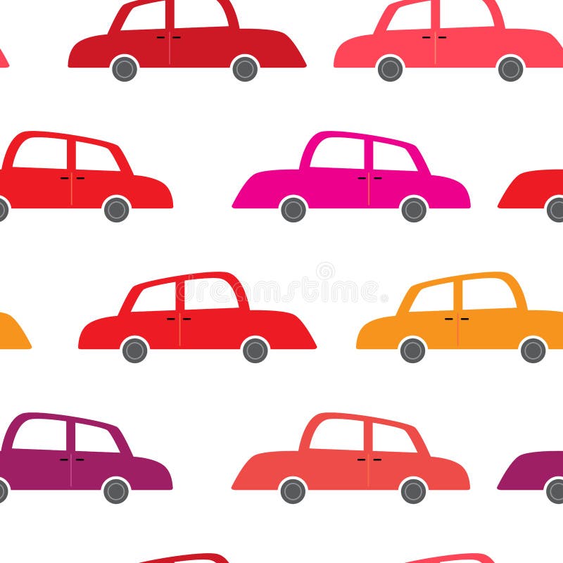 Cute Colorful Retro Car Patterns for Boys. Seamless Vector Pattern ...