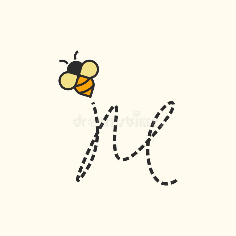 Cute Initial Flying Bee M stock vector. Illustration of cartoon - 208489612
