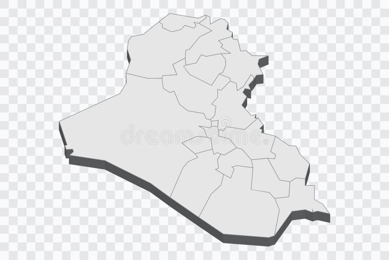 Iraq Map in 3D. 3d Map with Borders of Regions. Stock Illustration ...