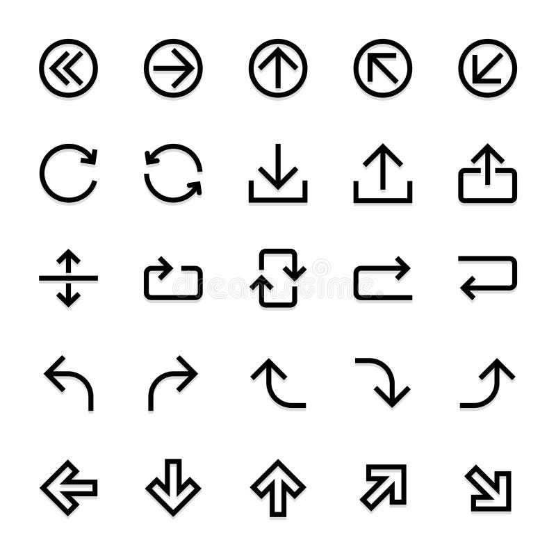 Outline Icons for Arrows Direction. Stock Vector - Illustration of ...