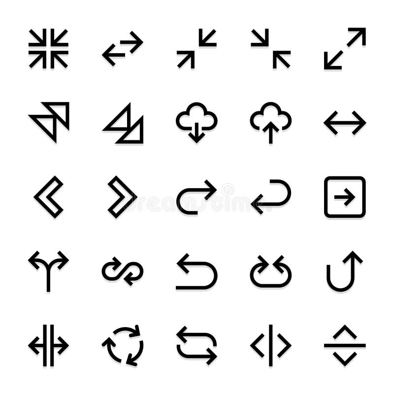 Outline Icons for Arrows Direction. Stock Vector - Illustration of left ...
