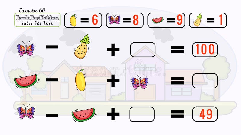 Puzzle To Kids Learn Solve it Children Learning Math Exercise 60 Stock ...