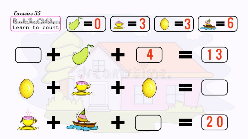 Puzzle To Kids Learn Solve it Children Learning Math Exercise 32 Stock ...
