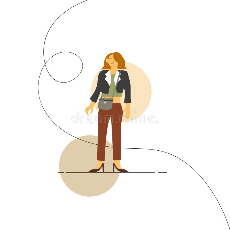 Calm Girl Flat Character Design with Fashionable Jacket Stock Vector ...