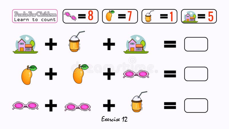Math for Kids Learning Solve it Children Learning Math Game Exercise 12 ...