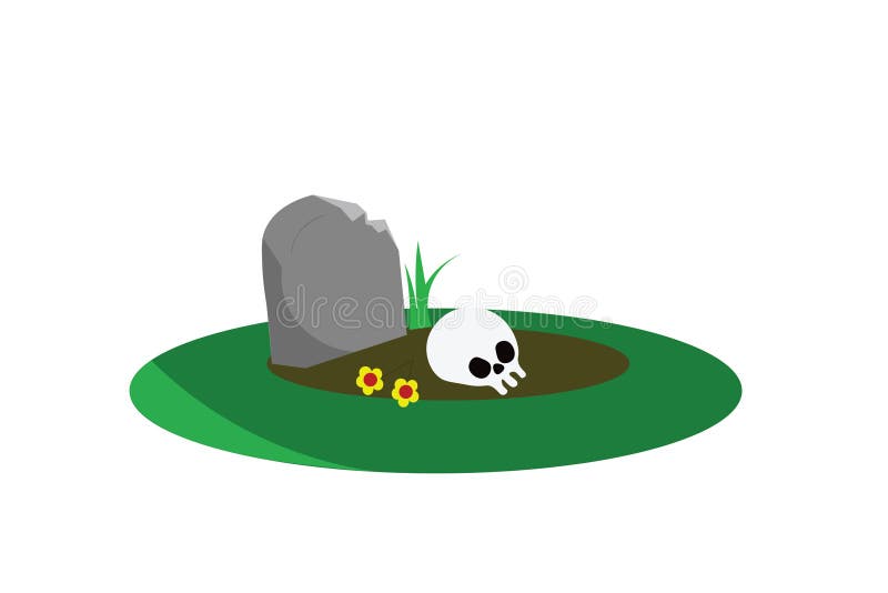 Vector Illustration of a Skull on a Tomb Stock Vector - Illustration of ...