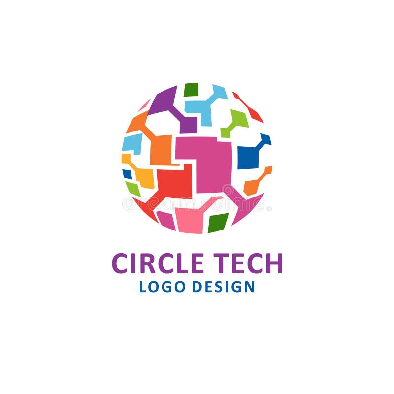Round tech logo design stock vector. Illustration of connection - 215188700