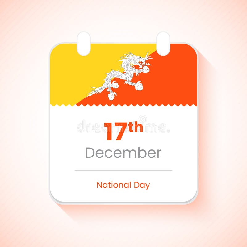 17th December National Day of Bhutan. Artistic Calendar Concept Vector ...
