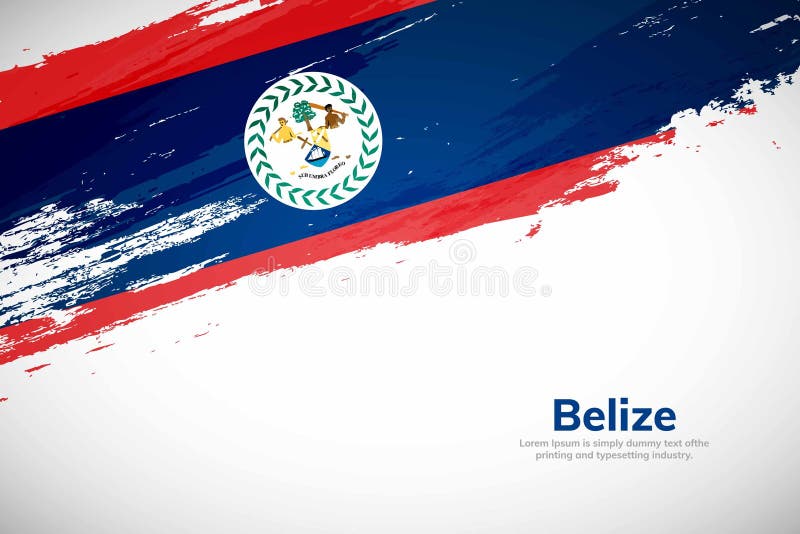 Brush Painted Grunge Flag of Belize Country with Elegant Brush Stroke ...