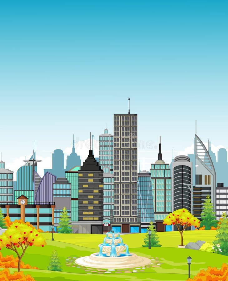 Beautiful and Clean City Setting Stock Illustration - Illustration of ...