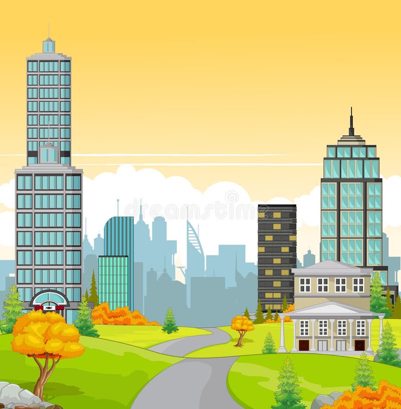 Beautiful and Clean City Setting Stock Illustration - Illustration of ...