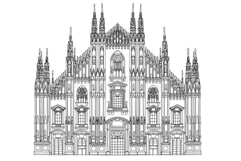 Duomo Cathedral in Milan, Italy - Drawing Effect Stock Illustration ...