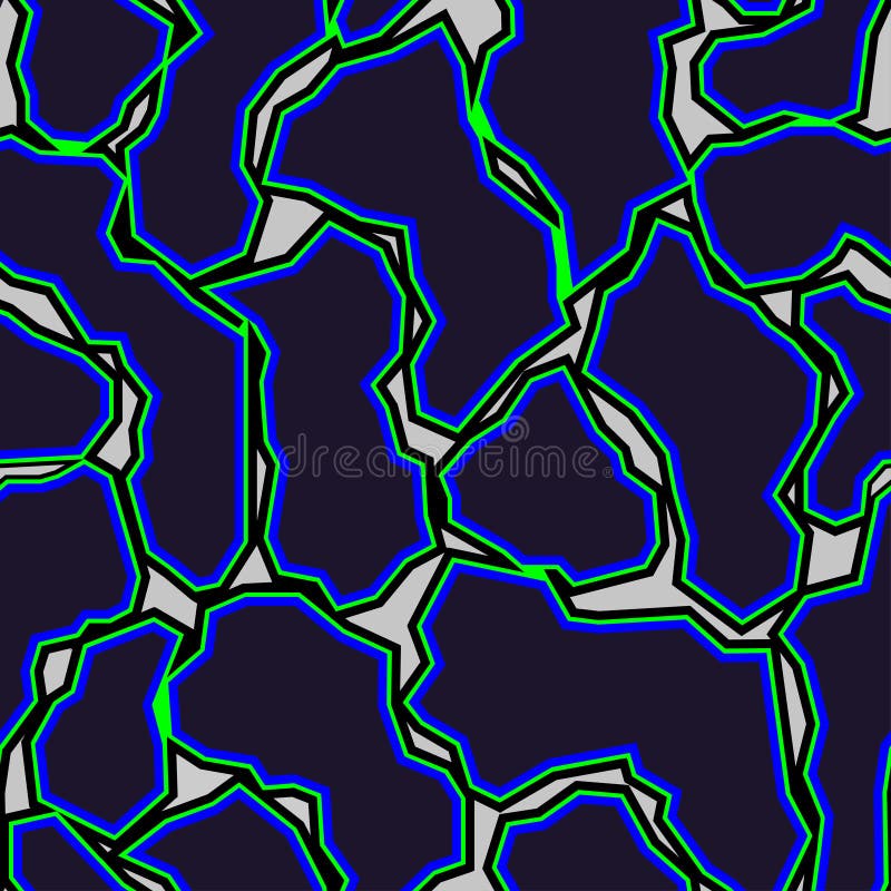 Energy Grid Texture. Blue Electric Lightning Seamless Pattern. Glowing ...
